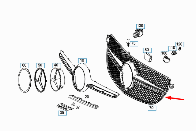 OEM Mercedes-Benz GLE Coupe C292 Radiator Grille A2928880160 Genuine ...