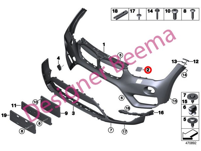 Genuine BMW X1 F48 Front Bumper Headlight Spray Nozzle Cover Left ...