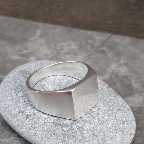 Big Square Signet Ring 925 Sterling Silver Band Classic Handmade ...