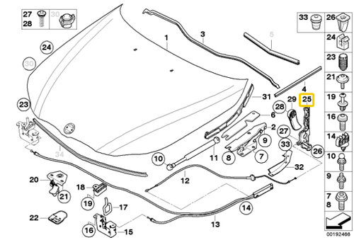 NEW GENUINE BMW 5 SERIES E60 E61 LHD FRONT BONNET HOOD BRACKET ...
