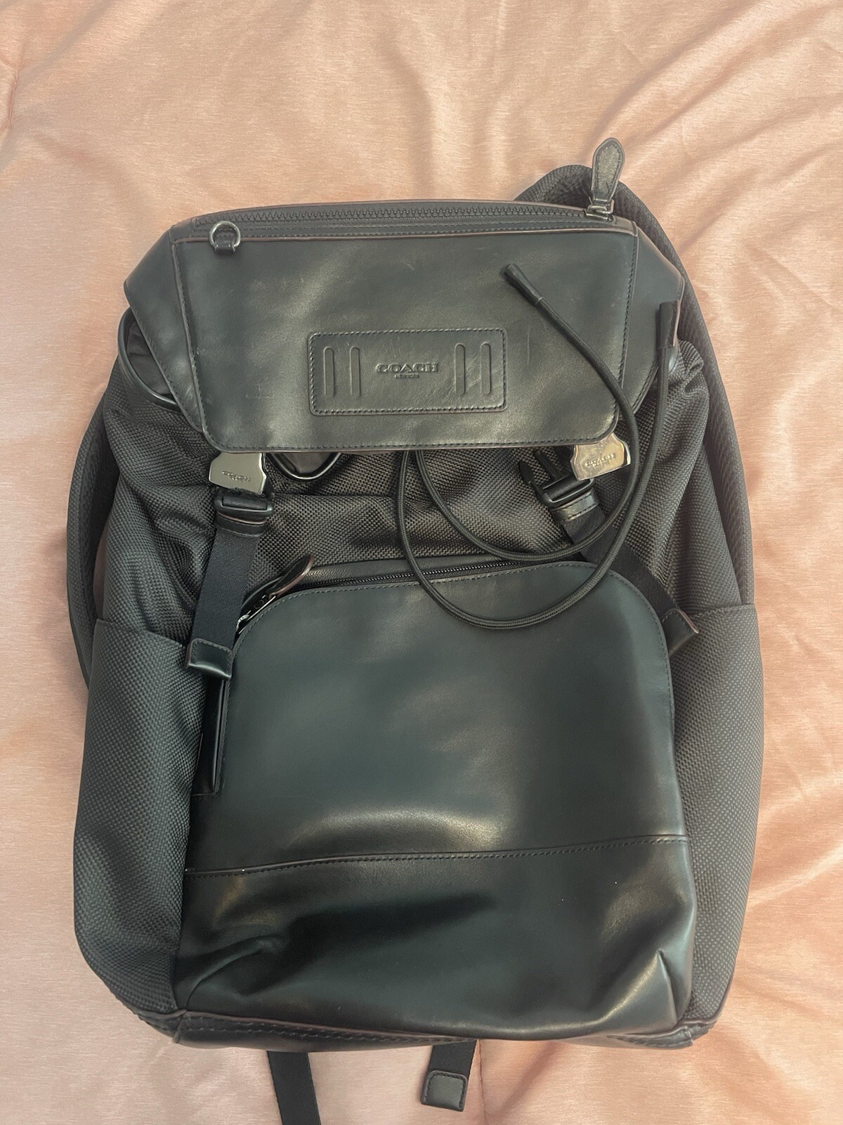 Coach Unisex Leather Flap over Backpack - Gem