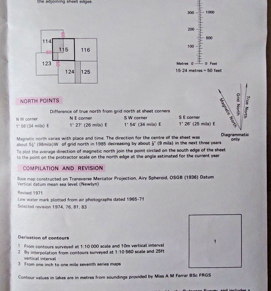 Snowdon OS Ordnance Survey Landranger Map Sheet 115 1983 1:50000 Scale ...