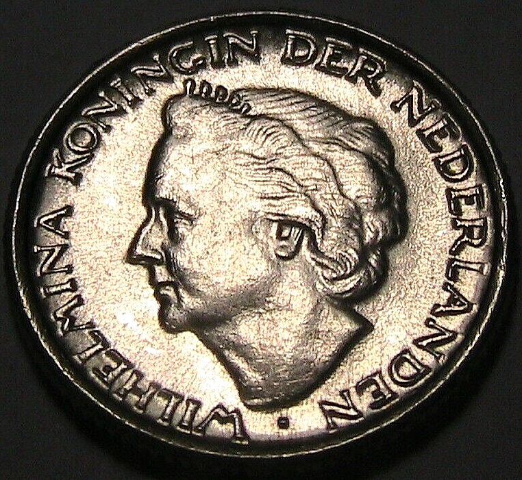 1948 Netherlands 10 Cents CH BU+ Original Tone Dutch Wilhelmina ...