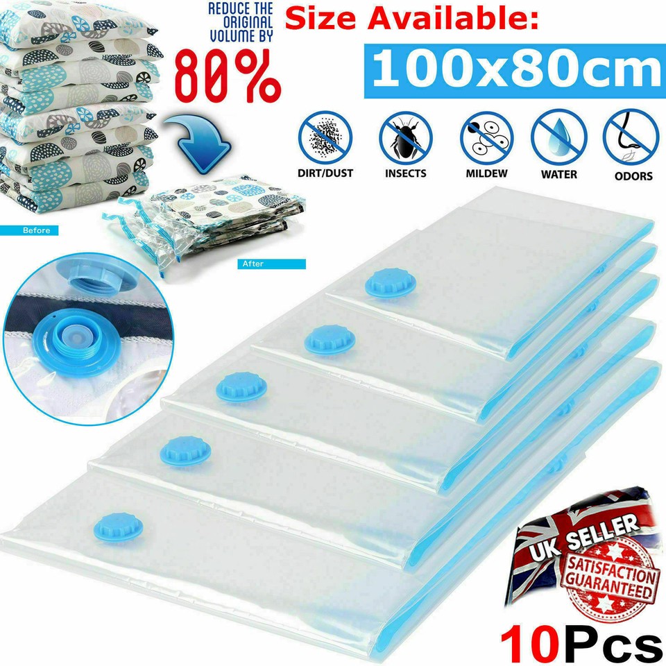 10x STRONG VACUUM STORAGE SPACE SAVING BAGS VAC BAG SPACE SAVER VACCUM ...