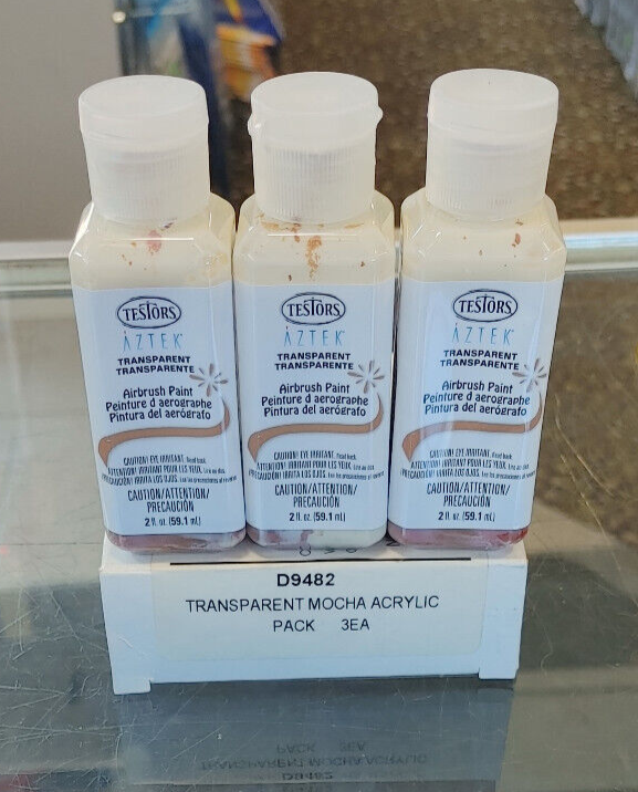 TESTORS AZTEK ACRYLIC PAINT #9482 TRANSPARENT MOCHA 3 NEW BOTTLES | eBay