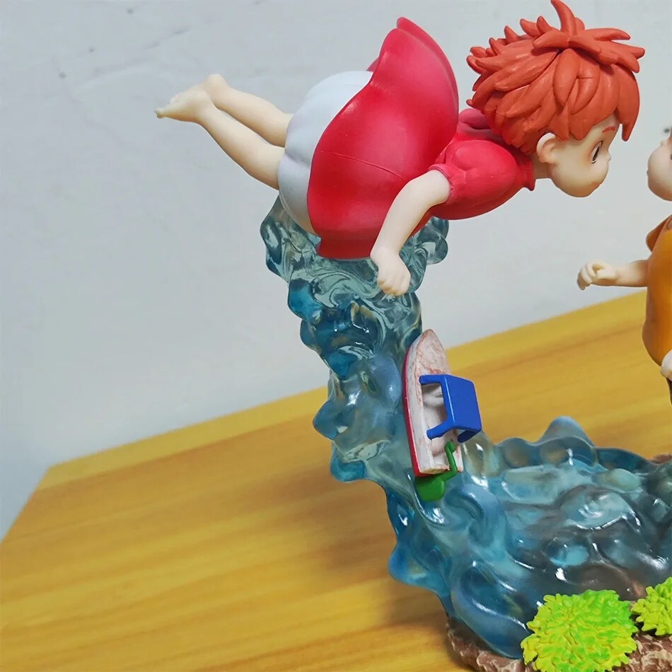 Ponyo on the Cliff Figure Toys Ponyo And Sosuke Scene Model Doll Statue ...
