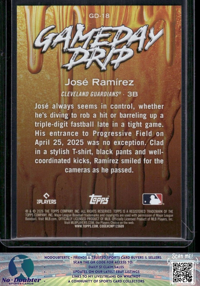 2026 Topps #GD-18 Jose Ramirez Gameday Drip Cleveland Guardians 8.3E | eBay