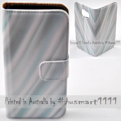 For Samsung Galaxy Note Series - Blue Satin Print Wallet Mobile Phone ...