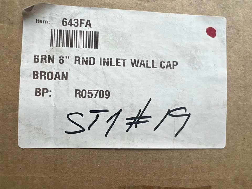 Genuine OEM BROAN 8" Round Duct Aluminum Fresh Air Inlet Wall Cap 643FA ...