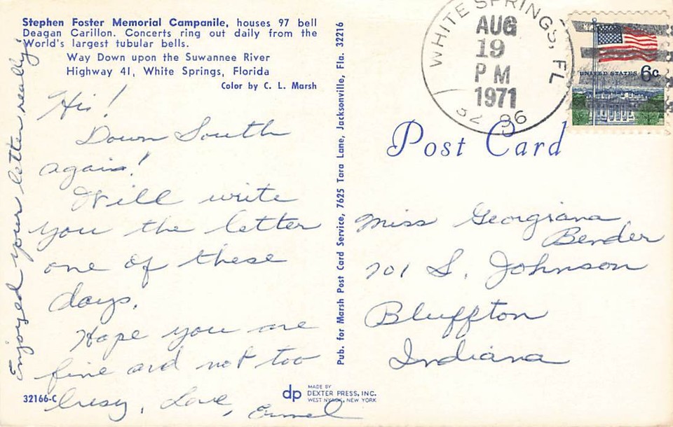 Postcard Stephen Foster Memorial Campanile White Springs Florida | eBay