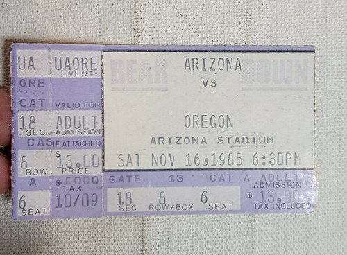 Vintage 1980s Oregon Ducks Ticket Stub vs Arizona Wildcats Football ...