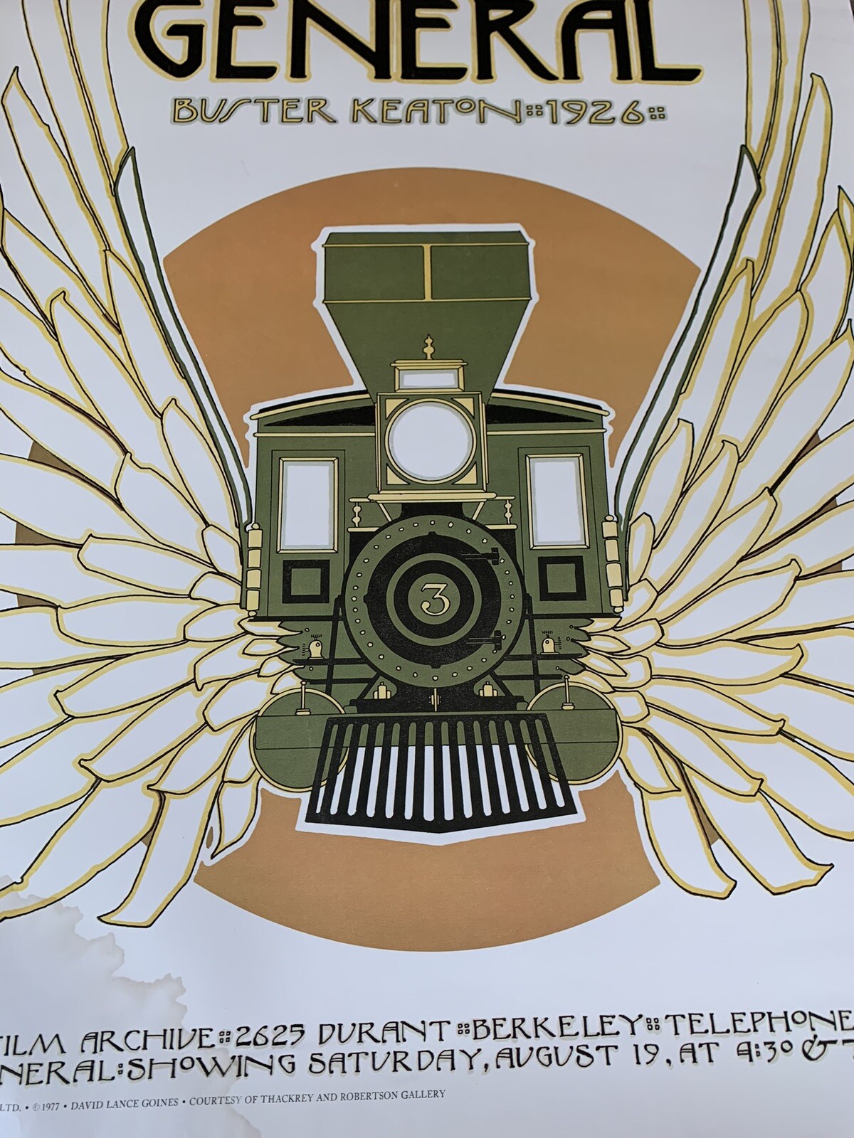 VINTAGE POSTER "The General" Buster Keaton 1926 David Lance Goines 1977 ...