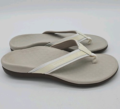 Vionic Flip Flop Sandals Women's 7 White Patent Leather Rubber Sole EUC ...