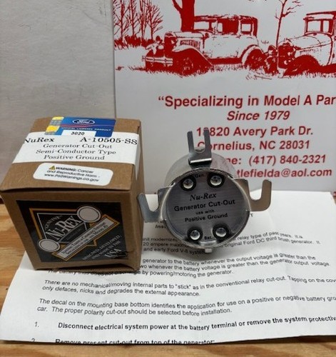 1928-1931 Model A Ford Solid State Generator Cutout, NuRex Brand ...