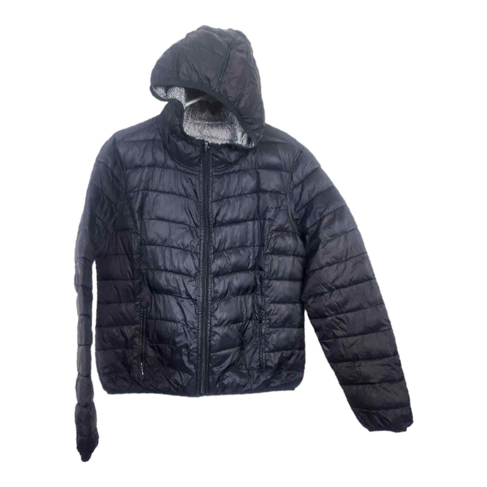 Black Rivet Reversable Quilted Crop Puffer Jacket - Gem