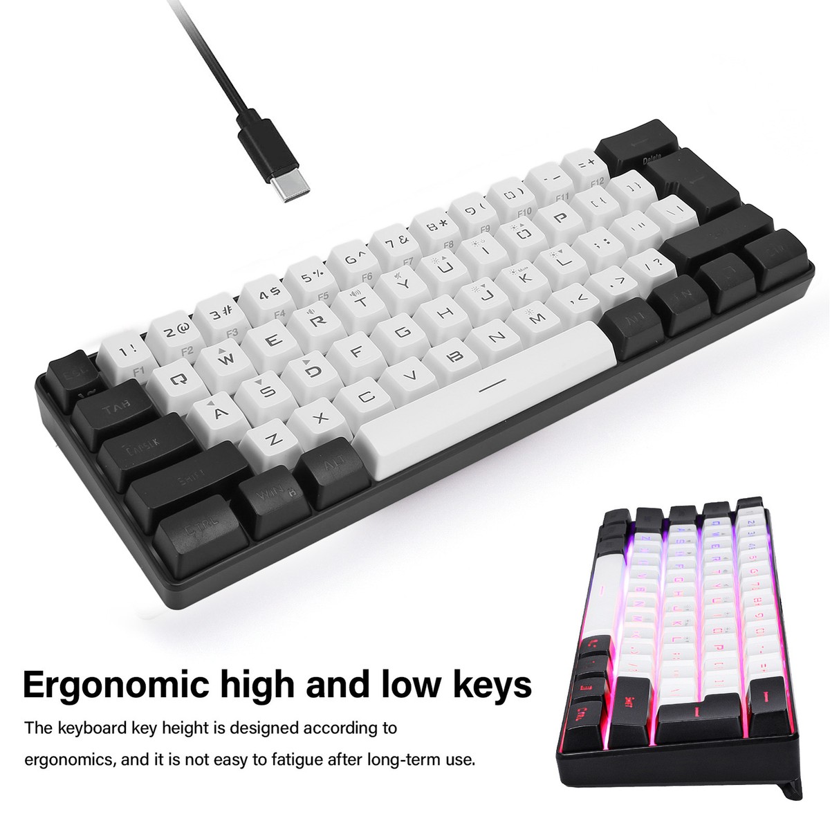 Clicky Keyboard With Knob 100% Mini RGB Membrane Keyboard - Compact ...