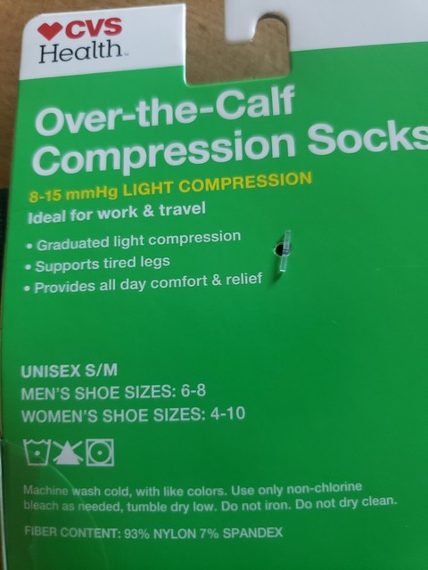 CVS Health 1 Pair Black Firm Compression Socks Unisex Sz L/xl Over Calf ...