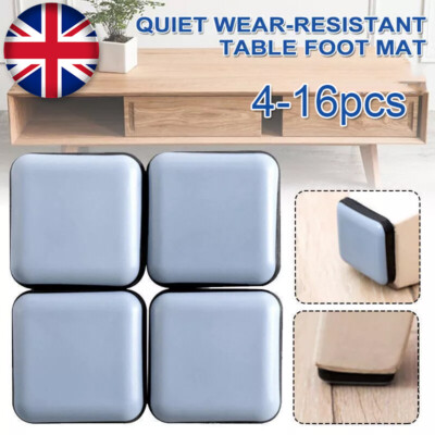 4/12/16× Square Furniture Gliders Self Adhesive Teflon Sliders Floor ...