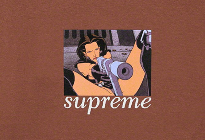 Supreme Aeon Flux Gun Tee Brown Small SS22 Anime Sci-Fi MTV New Ready ...