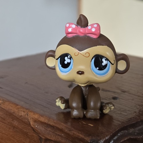 Littlest Pet Shop Pink Dot Bow Baby Girl Monkey #501 Blue Eyes LPS | eBay