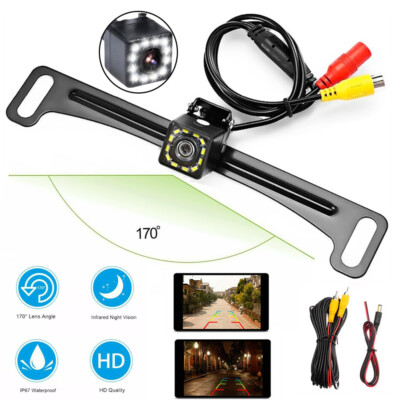170° Car Rear View Backup Camera License Plate Reverse 12 LED Night ...