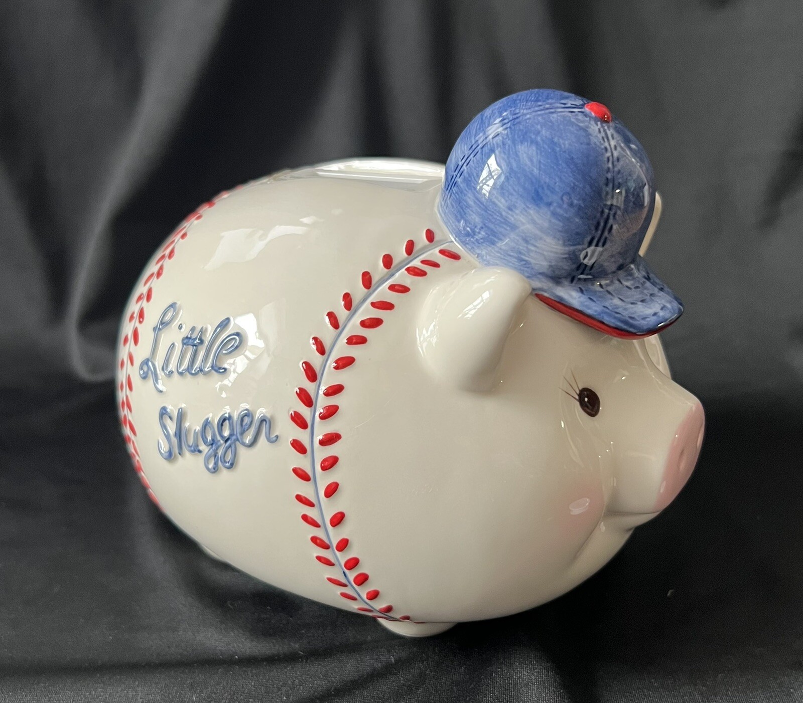 Adorable Mud Pie Little Slugger Glossy Hand Painted Ceramic Piggy Bank ...