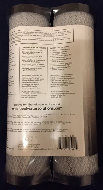 Whirlpool Carbon Water Filter 2-PACK WHA2BF5 Standard Capacity for sale ...