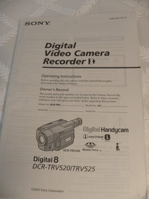 SONY DIGITAL VIDEO CAMERA RECORDER Digital 8 DCR-TRV520/TRV525 Original Manual | eBay