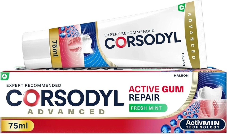 Corsodyl Active Gum Repair Toothpaste for Bleeding Gums, Fresh Mint ...