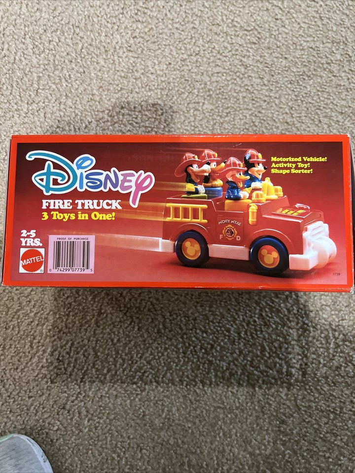 Vintage Mattel Disney Mickey Mouse & Friends Fire Truck 1989 motorized ...