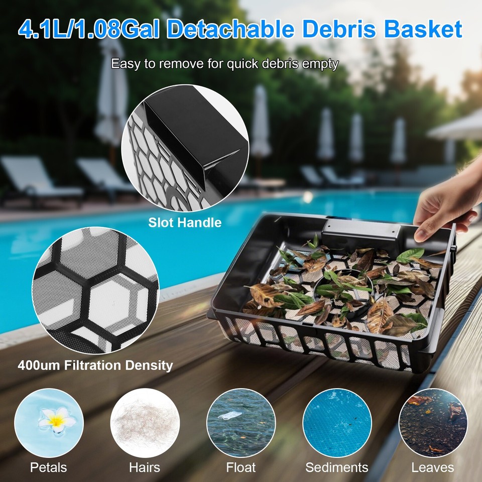 Automatic Solar Powered Electric Robotic Pool Cleaner Skimmer Pool ...