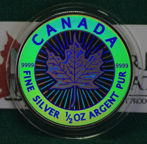 2003 Canada Silver Maple Leaf Hologram $4 pure silver from 5 coin set ...