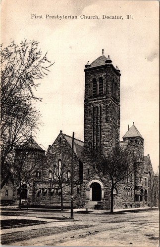 Postcard Illinois Macon County Decatur First Presbyterian Church ~1910 ...