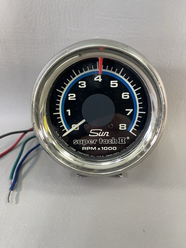 NICE SUN SUPER TACH II 8,000 8K RPM BLUE LINE VINTAGE TACHOMETER W ...