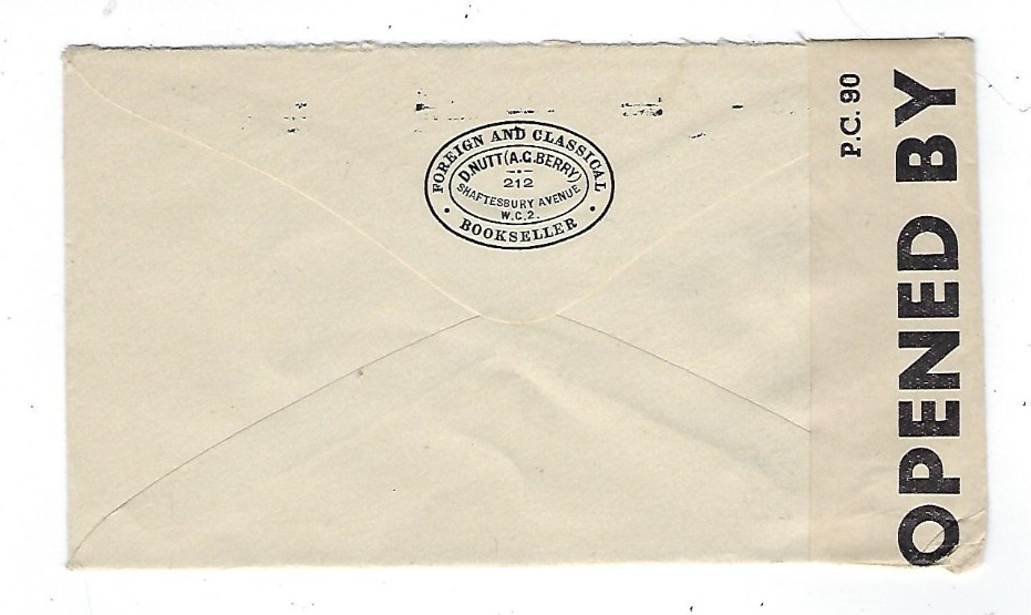 1942 London Great Britain to US, WWII PC90 Censor Tape 1/2d, Pair 1d ...