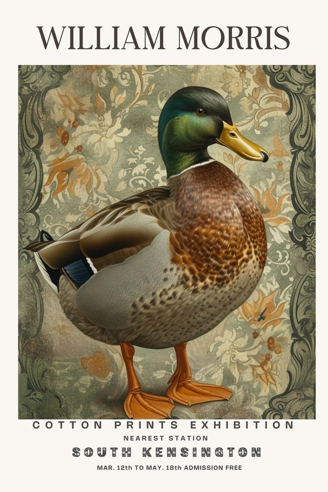 Vintage William Morris Duck Floral Cotton Exhibition Prints Wall Art ...