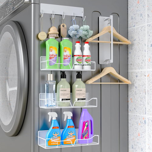 5PCS Washing Machine Storage Rack with Hooks and Hangers, Refrigerator ...