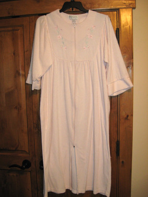 Miss Elaine Essentials Long Brushed Back Terry Zip Front Long Robe ...