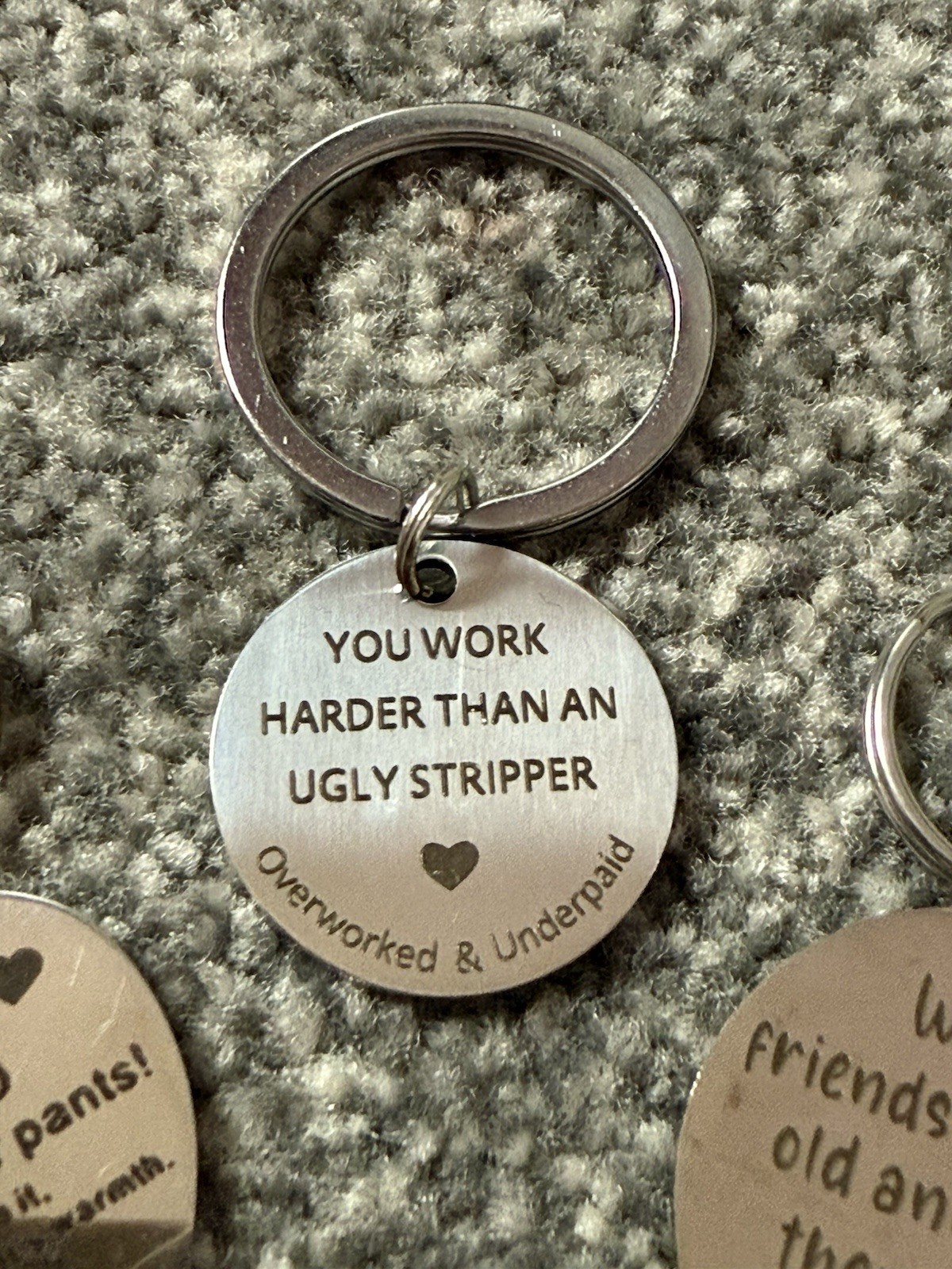 3 x Funny/Rude Silver Colour Metal Friendship Keyrings - Circular ...