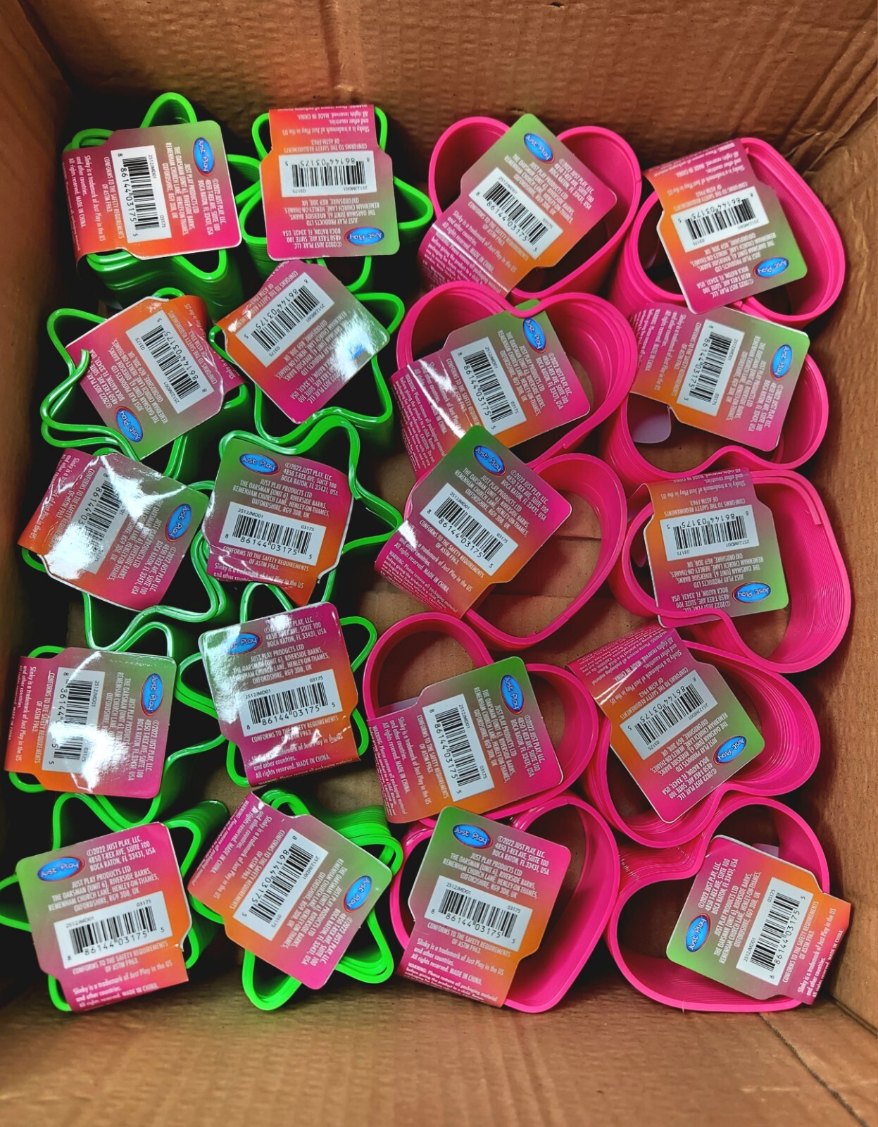 Lot of 60 Plastic Slinky Shapes Heart Star Orange Green Pink Brand New ...