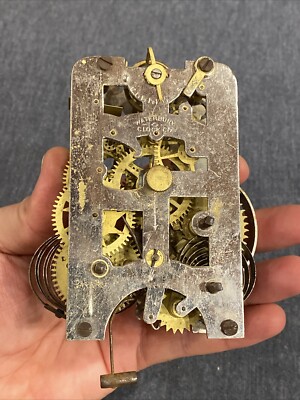 antique waterbury clock movement Chime Strike Nickel Plate & Brass ...