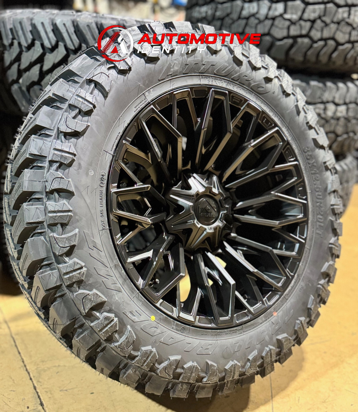 5) 20x10 Fuel D865 Strike Black Wheels 35" MT Tires 5x5 Jeep Wrangler ...