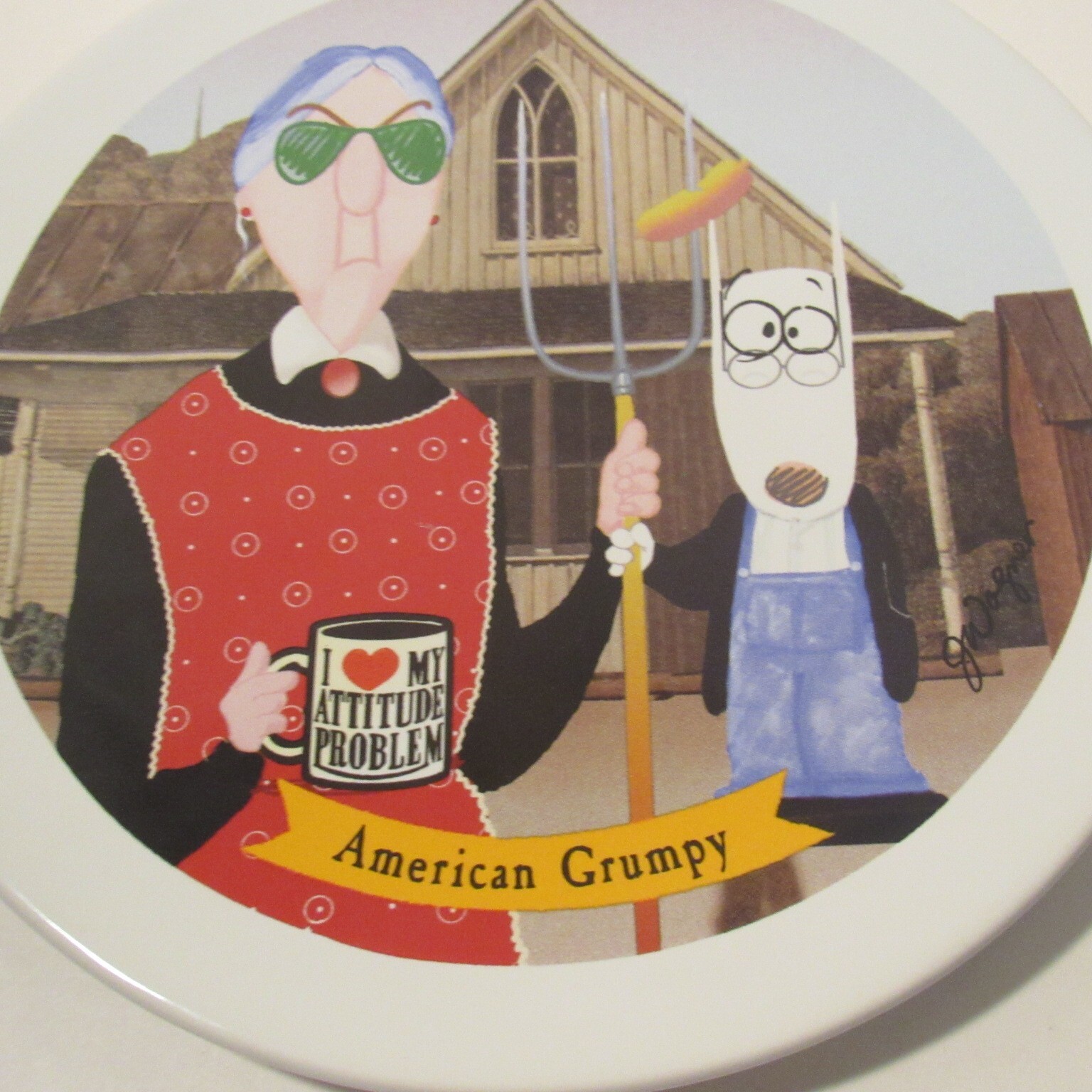 Hallmark Maxine Folk Art Plates THE SCREAMING FIT & AMERICAN GRUMPY Lot ...