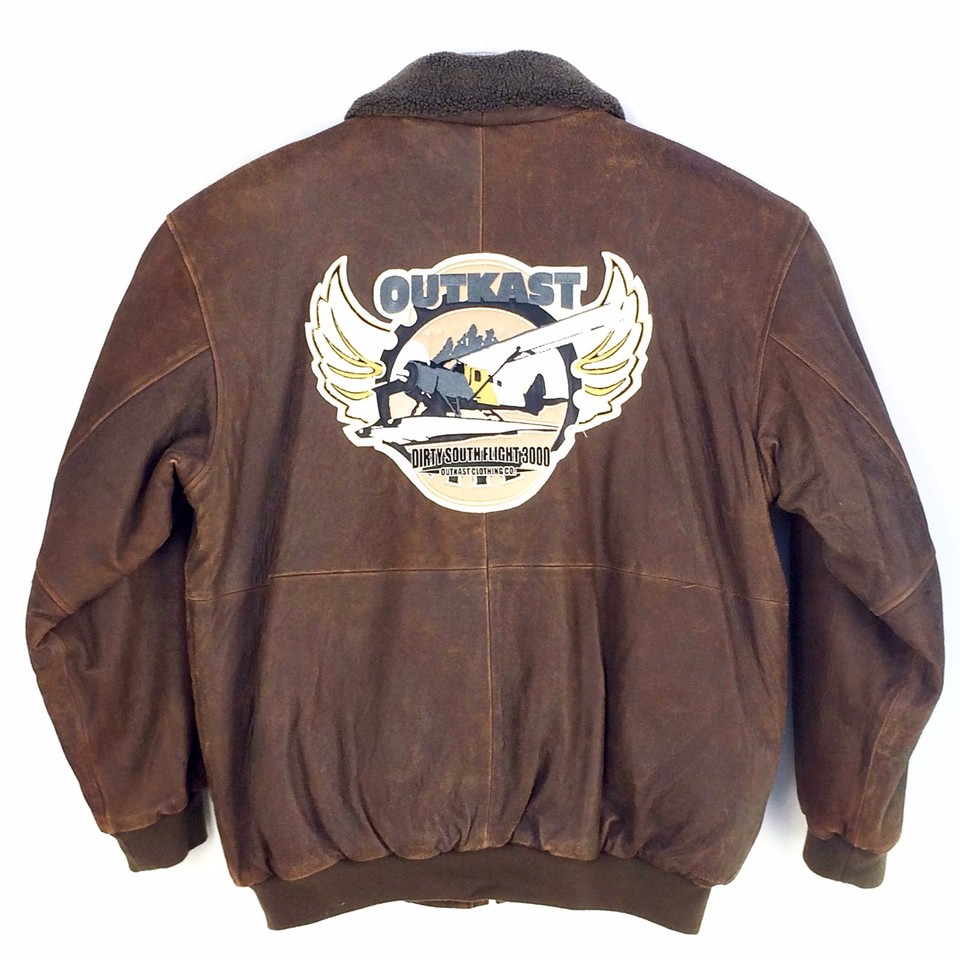 Outkast, FIRST B BOMBER AIR CRAFT STYLE DISTRESSED LEATHER JACKET Ex ...