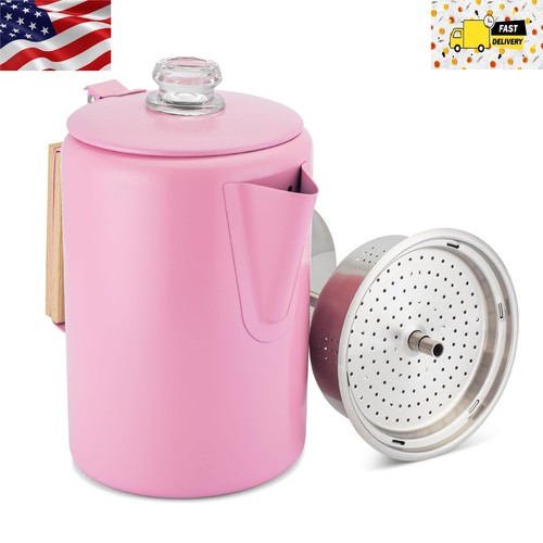 Camping Coffee Maker Stainless Steel 9-Cup Stove Top Heavy Duty ...