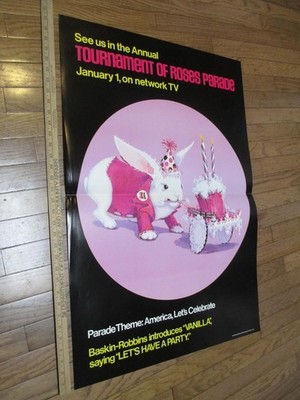 Baskin Robbins ice cream 1975 TOURNAMENT ROSES Parade float rabbit cart ...