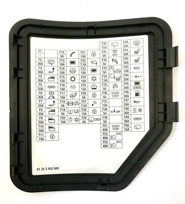 MINI Interior Fuse Box SPEG Cover Lid Diagram Label One Cooper S 2009 ...