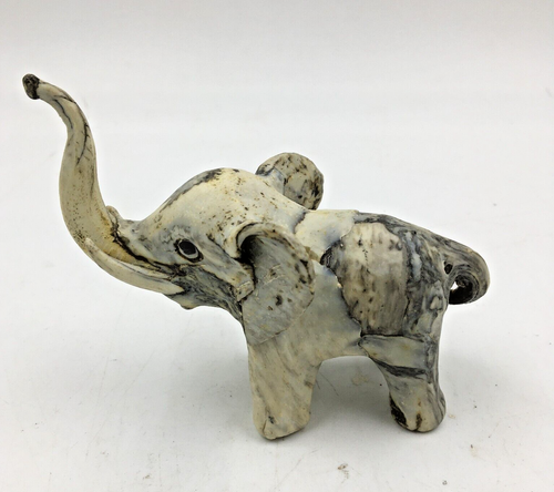Small Elephant Figurine Made from Crushed Oyster Shells Trunk Up | eBay