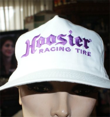 Vintage HOOSIER RACING TIRE Trucker Hat Made In USA Logo PURPLE WHITE ...