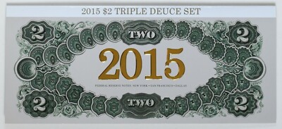 2015 $2 Triple Deuce Set - 2009 Federal Reserve Notes FRNs (2015 Serial ...